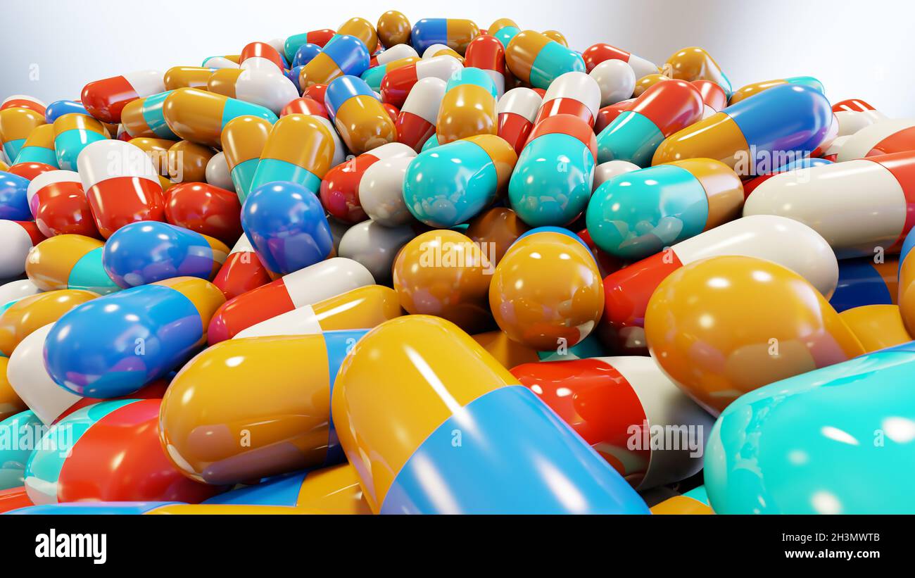 realistic 3d different color medical pills, Colorful capsules ...