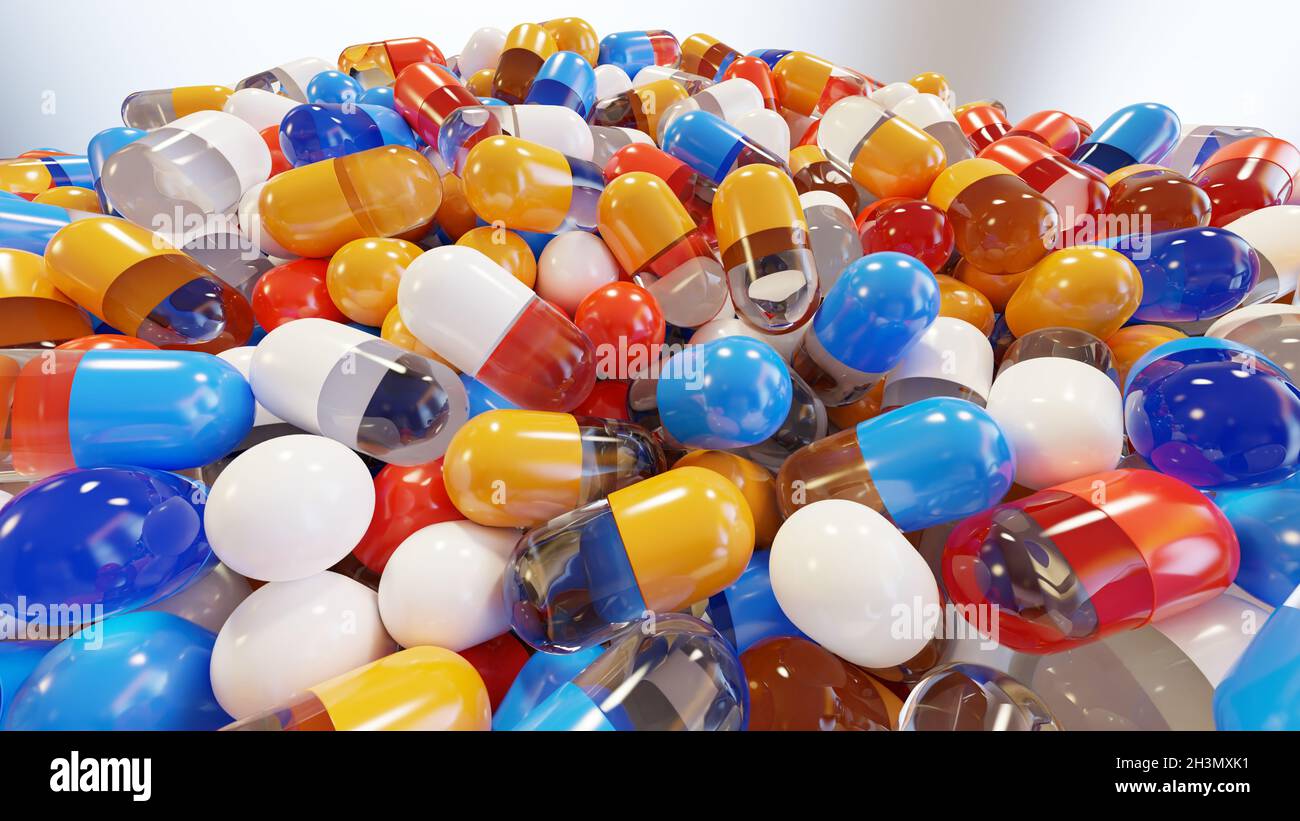 realistic 3d different color medical pills, Colorful capsules ...