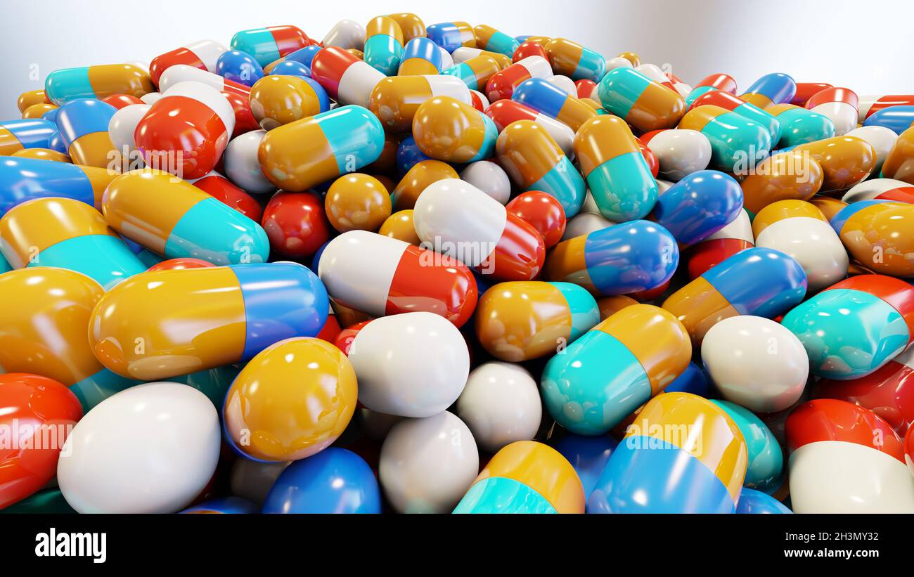 realistic 3d different color medical pills, Colorful capsules ...