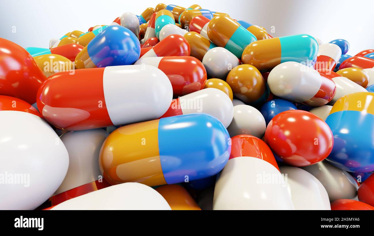 realistic 3d different color medical pills, Colorful capsules ...