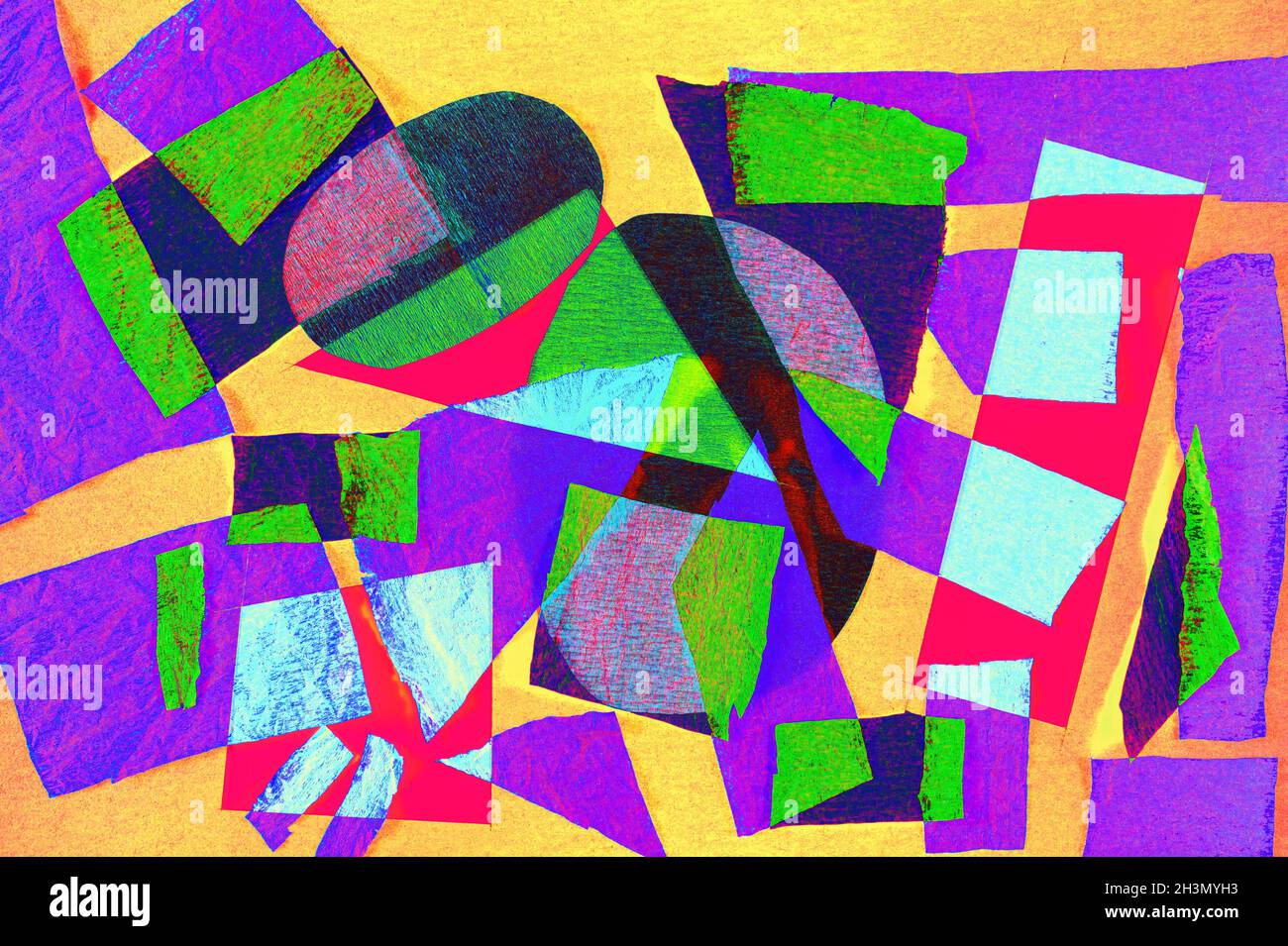 Contemporary art abstract pattern mood board. Handmade collage made of ...