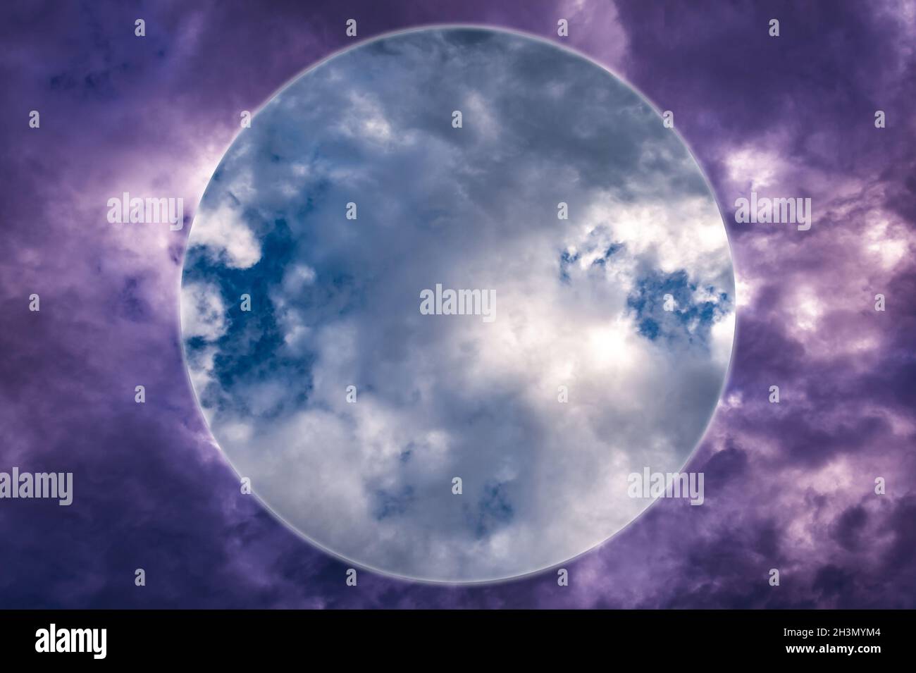 Modern aesthetic art collage with clouds blue sky in style of 80-90s ...