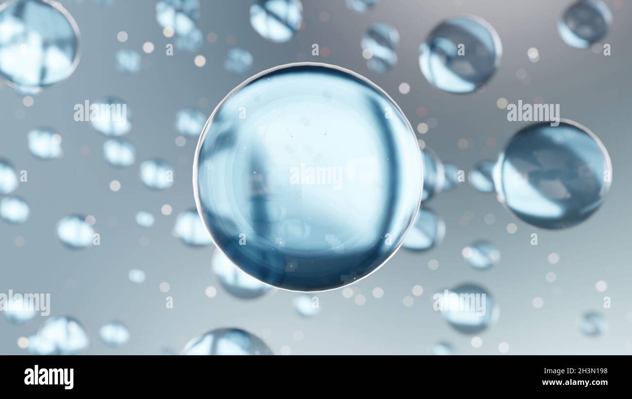 Macro Liquid Bubbles, various air bubbles in water. Liquid Cream gel ...