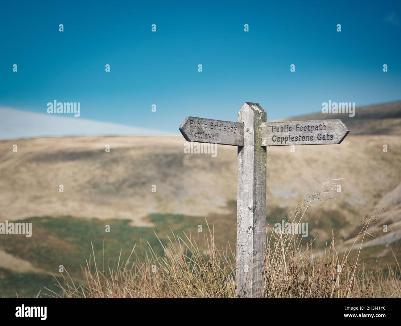 Wooden directional signs for walkers, pointing to Copplestone Gate and ...