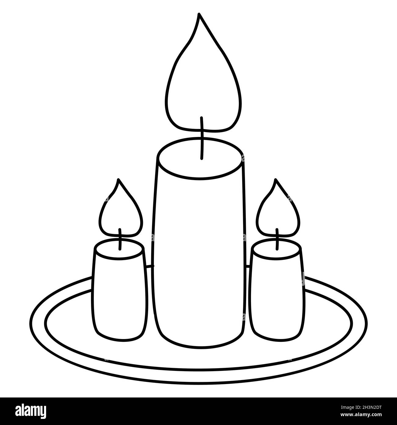 Composition of festive candles. Vector illustration. Line drawing ...