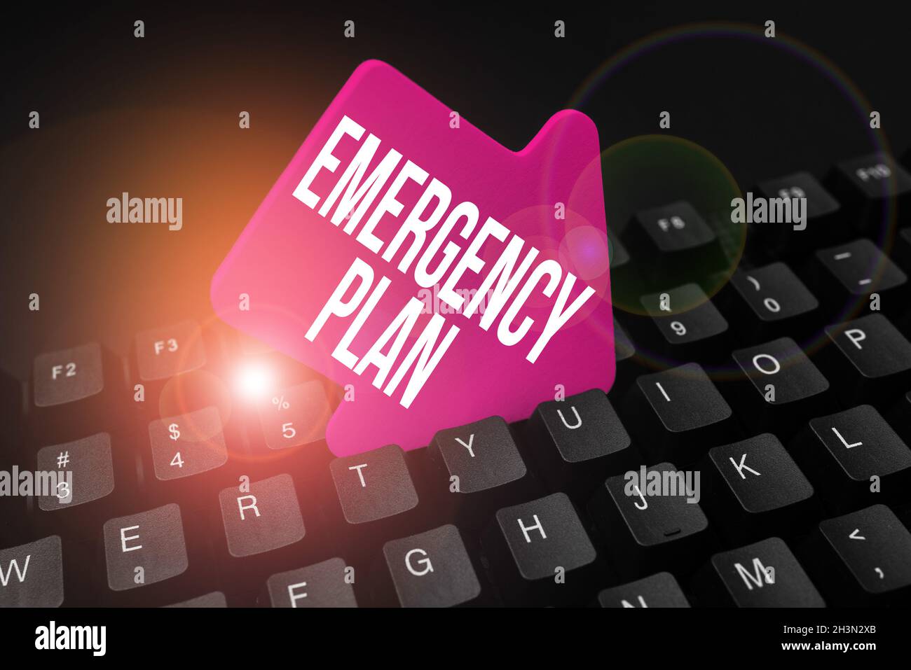 Text caption presenting Emergency Plan. Word Written on procedures for ...