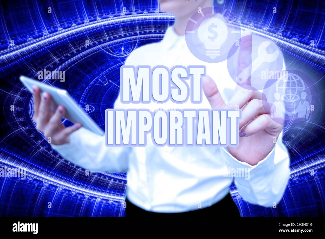 Sign displaying Most Important. Word for Greatest or highest degree ...