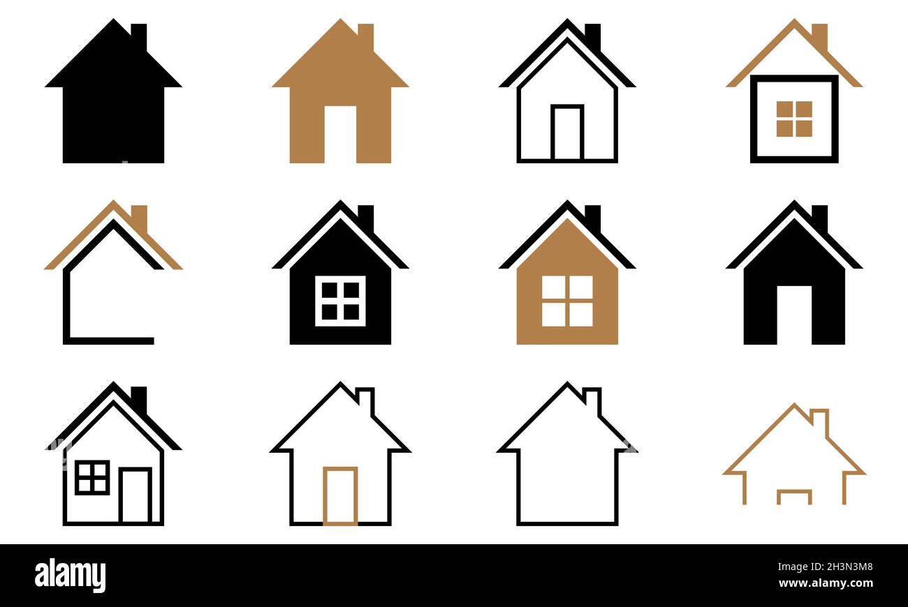 House vector icons Set logo symbols on white Stock Vector Image & Art ...