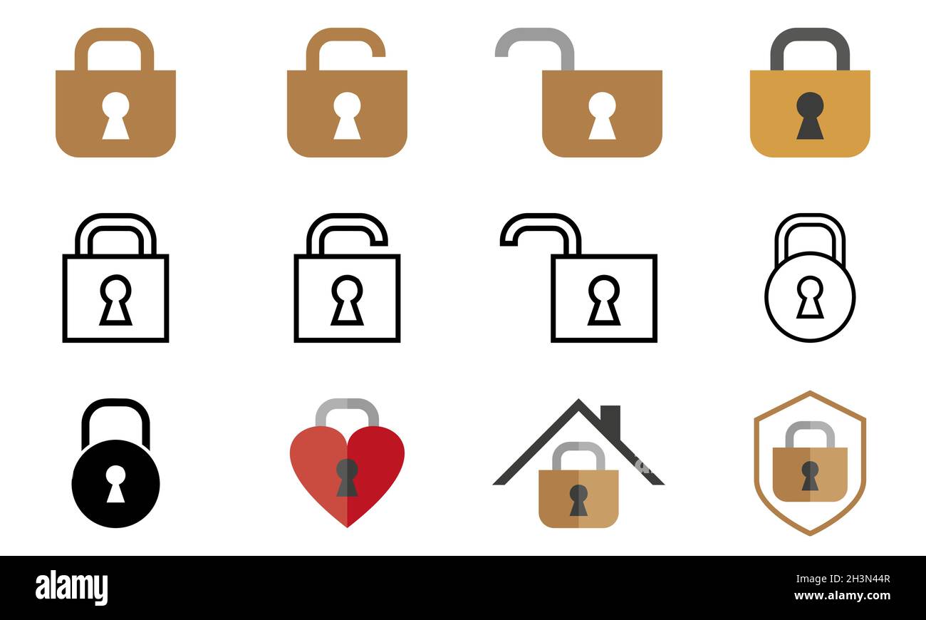 Padlock icon vector set. Lock flat design best signs Stock Vector Image ...