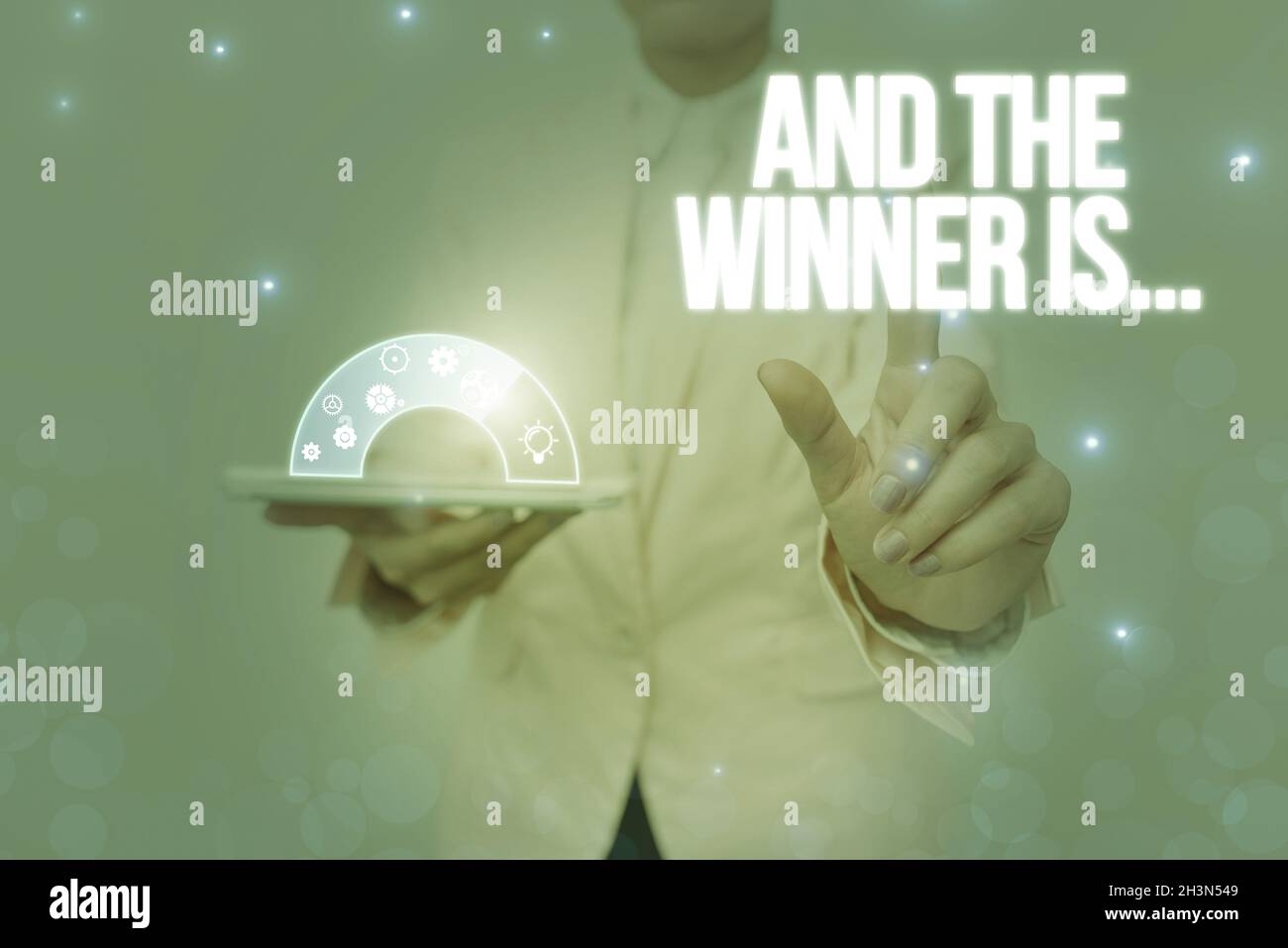 Text sign showing And The Winner Is. Word for announcing who got first ...