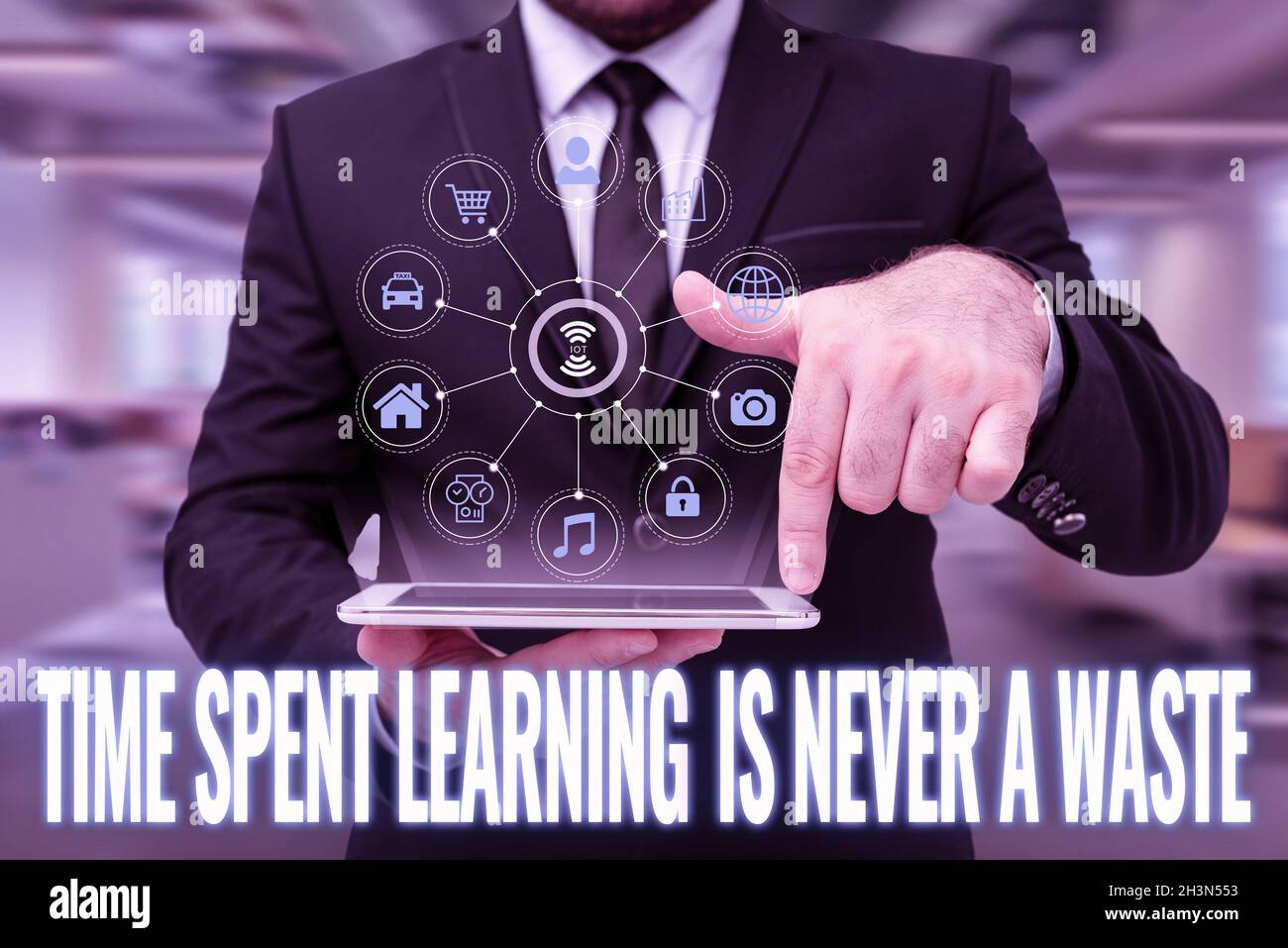 Hand writing sign Time Spent Learning Is Never A Waste. Business ...