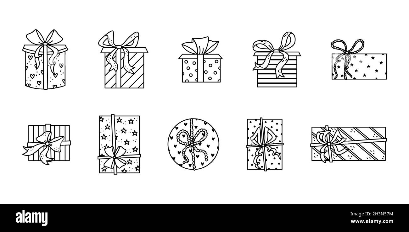 Set christmas gift boxes Black and White Stock Photos & Images - Alamy