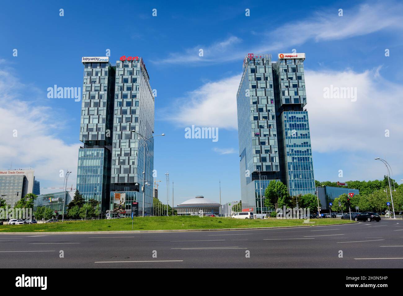 Bucharest, Romania - 15 May 2021: City Gate Towers in the Northern part ...