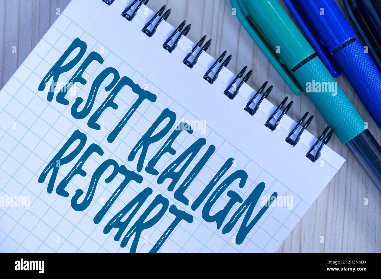 Sign displaying Reset Realign Restart. Conceptual photo Life audit will ...