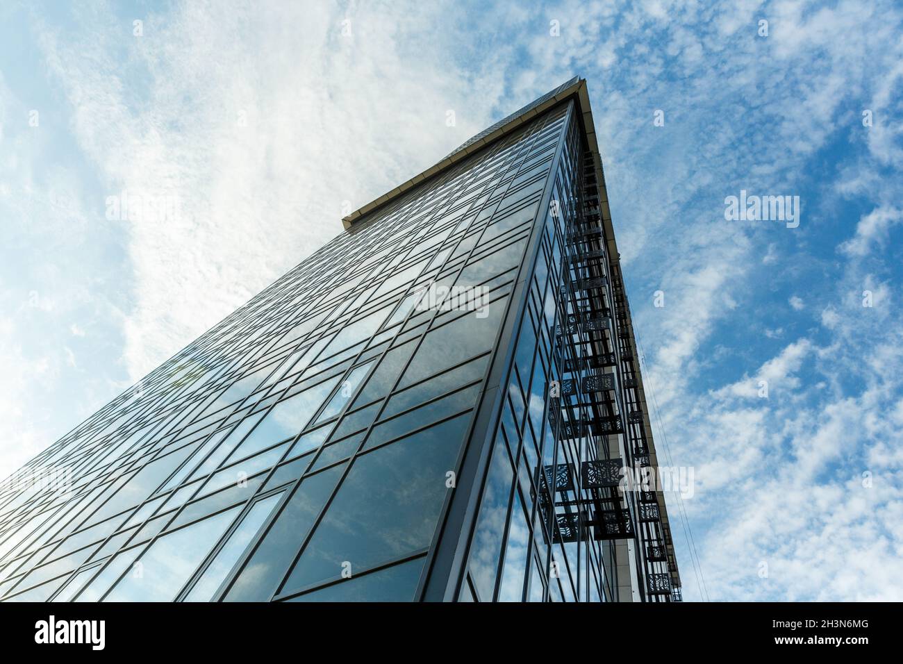Newly built residential high tower building with glass and aluminium ...