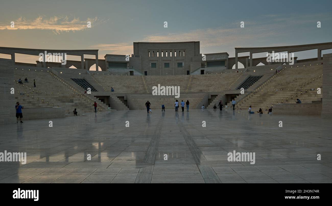 The amphitheater in Katara Cultural Village, Doha Qatar panoramic view ...