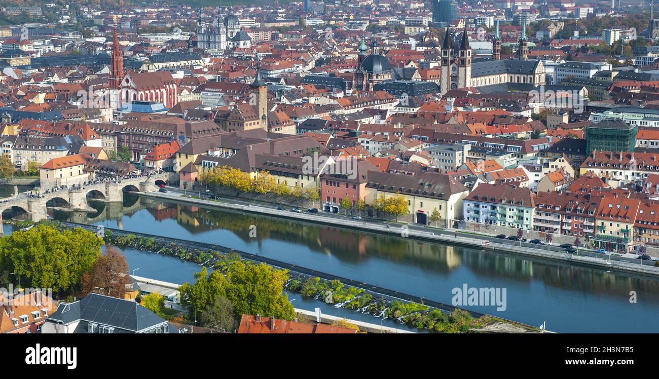 Panorama view to old town of Wurzburg in germany Stock Photo - Alamy