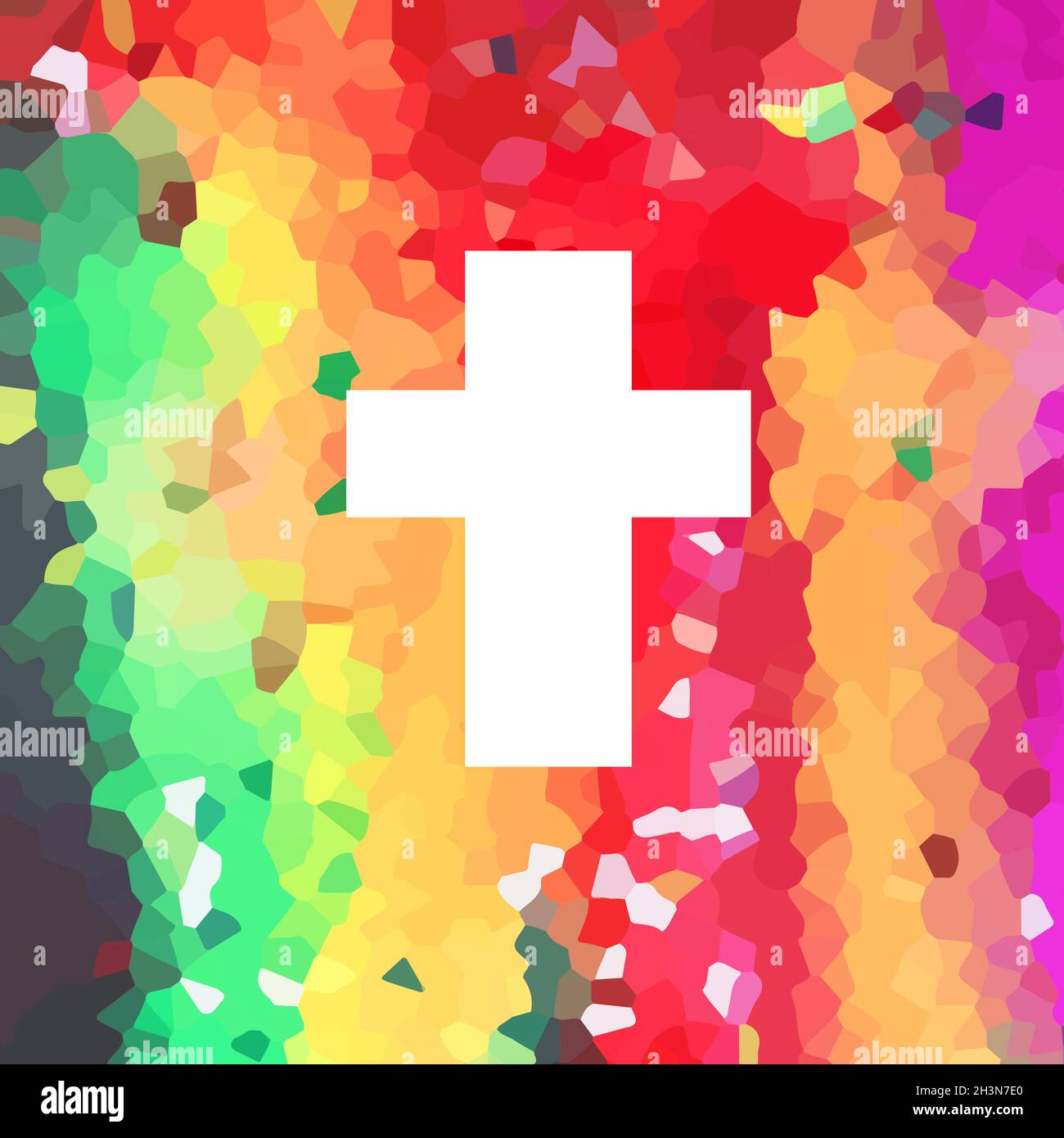 White cross on a multicolored background. Vector illustration Stock ...