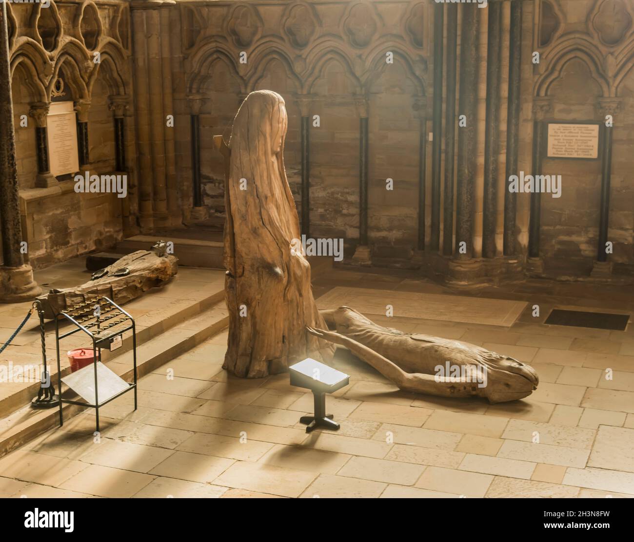 A wooden sculpture THE PIETA, of the dead Christ alongside his mother ...