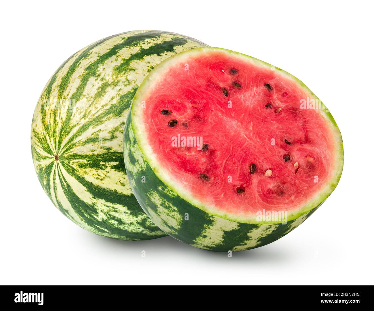 Whole and half of watermelon Stock Photo - Alamy