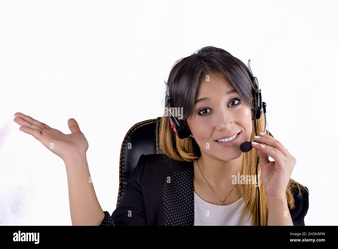 Egyptian call center operator with a headphone Stock Photo - Alamy