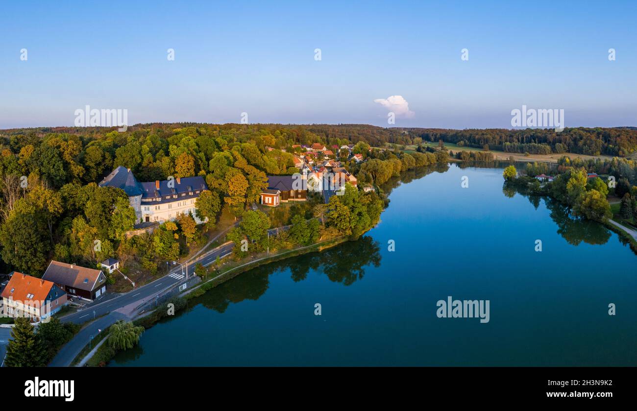Aerial view castle Stiege town Oberharz am Brocken resin Stock Photo ...