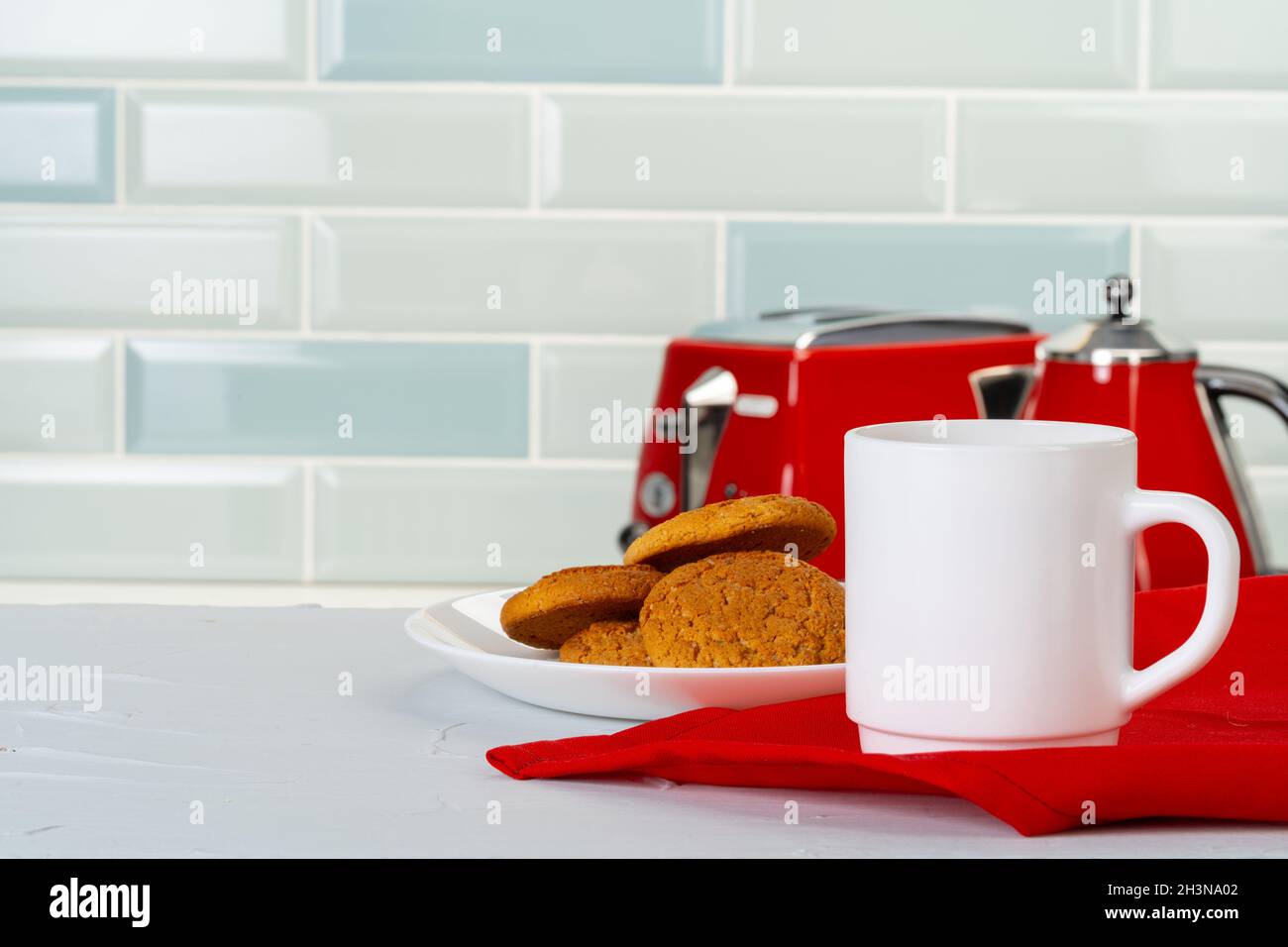 Various kitchen ware on a kitchen counter Stock Photo - Alamy