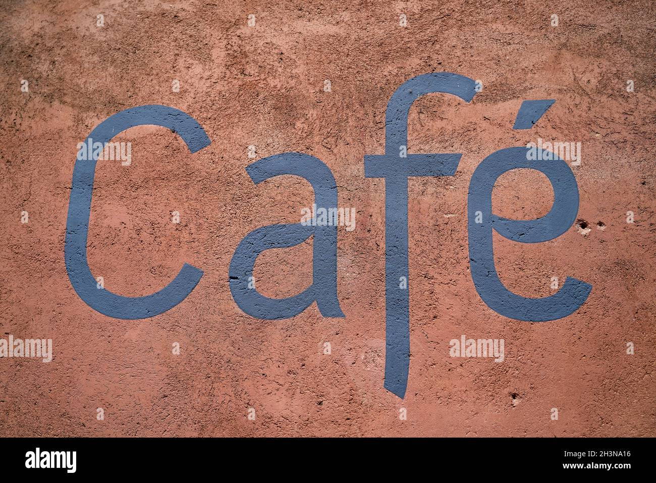 Writing with the word cafe on the facade of a house in Prague Stock ...