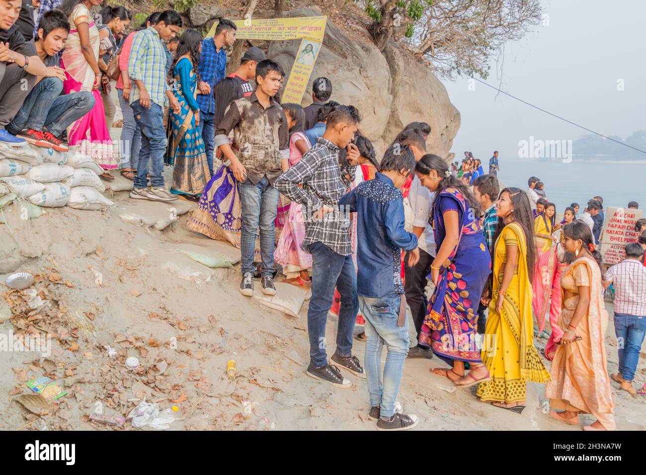 GUWAHATI, INDIA - JANUARY 31, 2017: People wait for a boat at Peacock ...