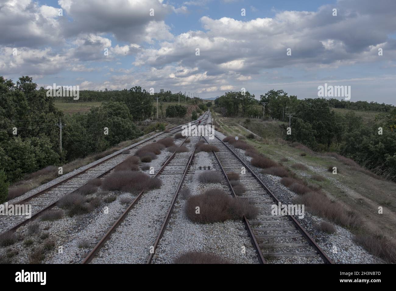 Landscape of beautiful railways on a cloudy day Stock Photo - Alamy
