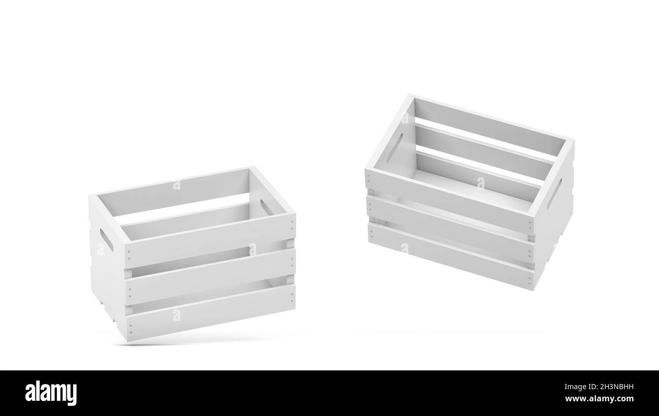 Empty wooden crate box. 3d illustration isolated on white background ...