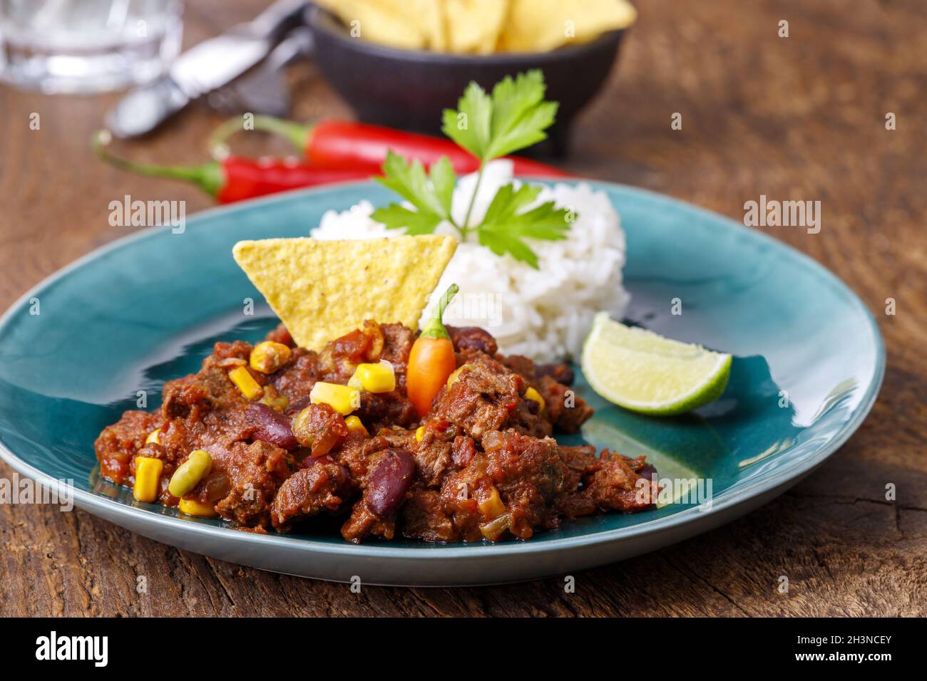 Chili con carne on plate hi-res stock photography and images - Alamy