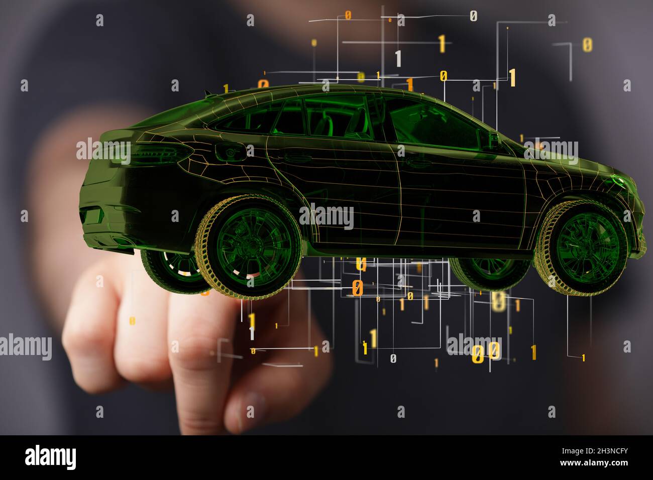 3D rendering of a digital futuristic electro car, e-motion concept ...