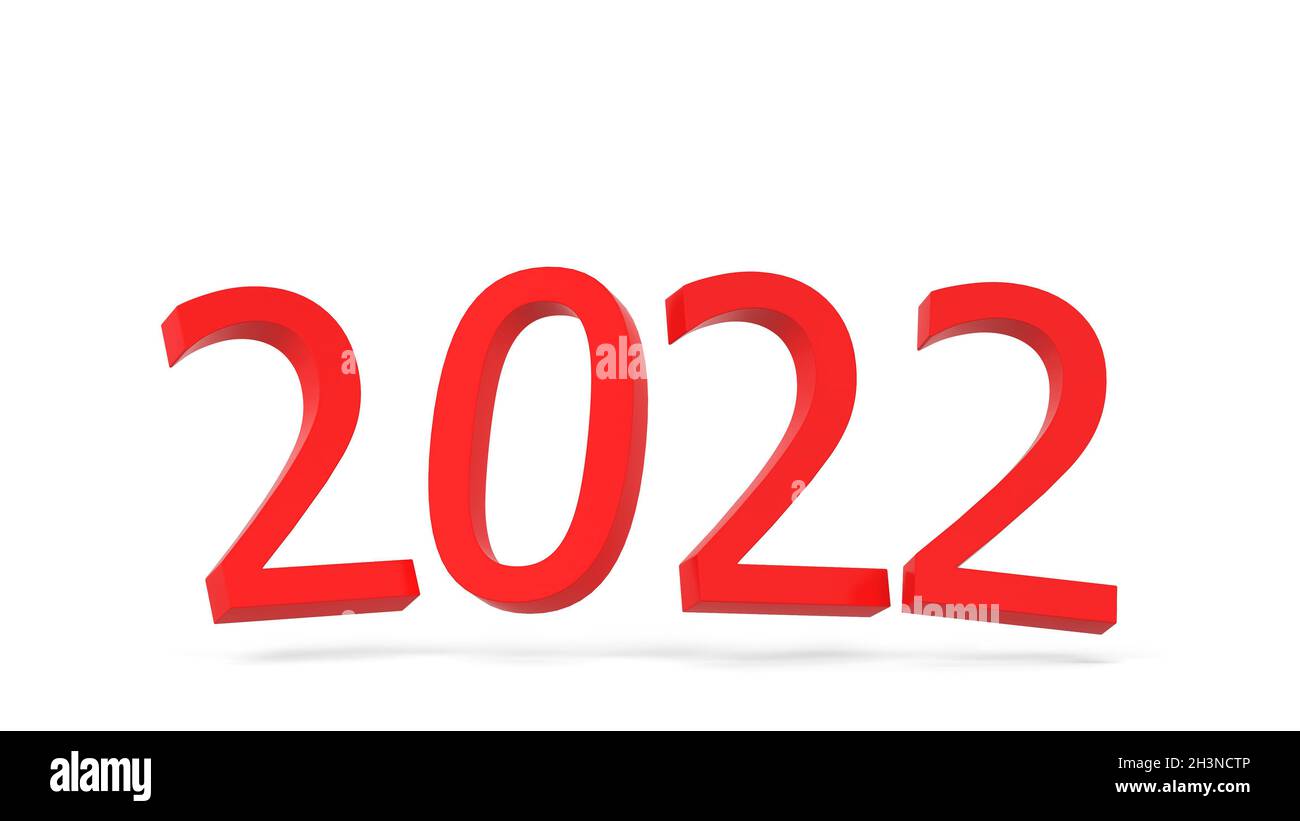 2022 year text sign. 3d illustration isolated on white background Stock ...