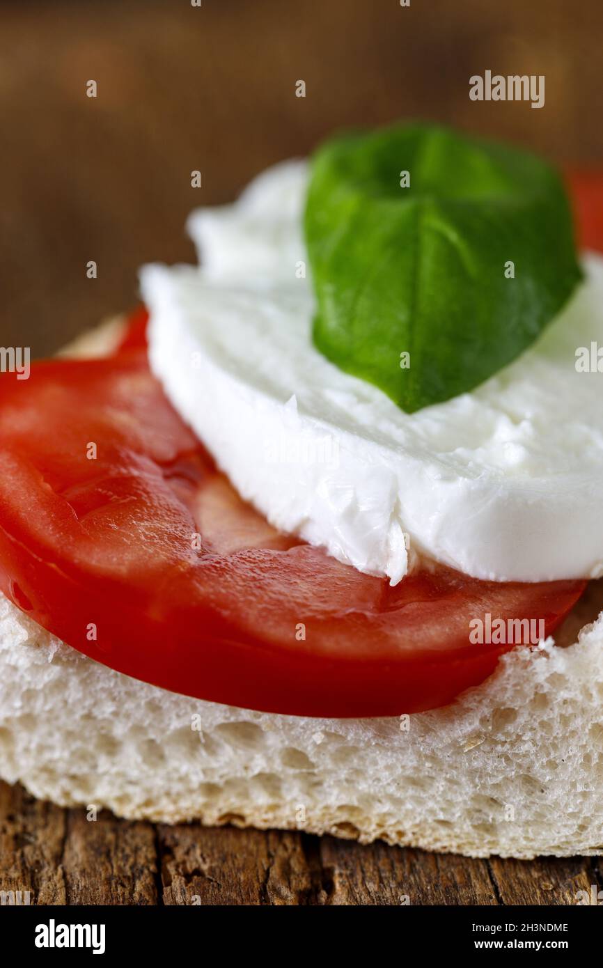 Italian caprese sandwich on wood Stock Photo - Alamy
