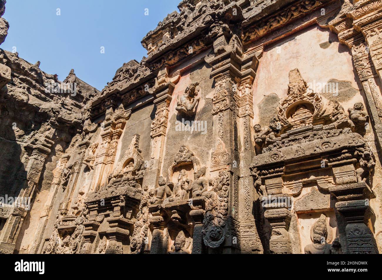 Carvings at Kailasa Temple in Ellora, Maharasthra state, India Stock ...