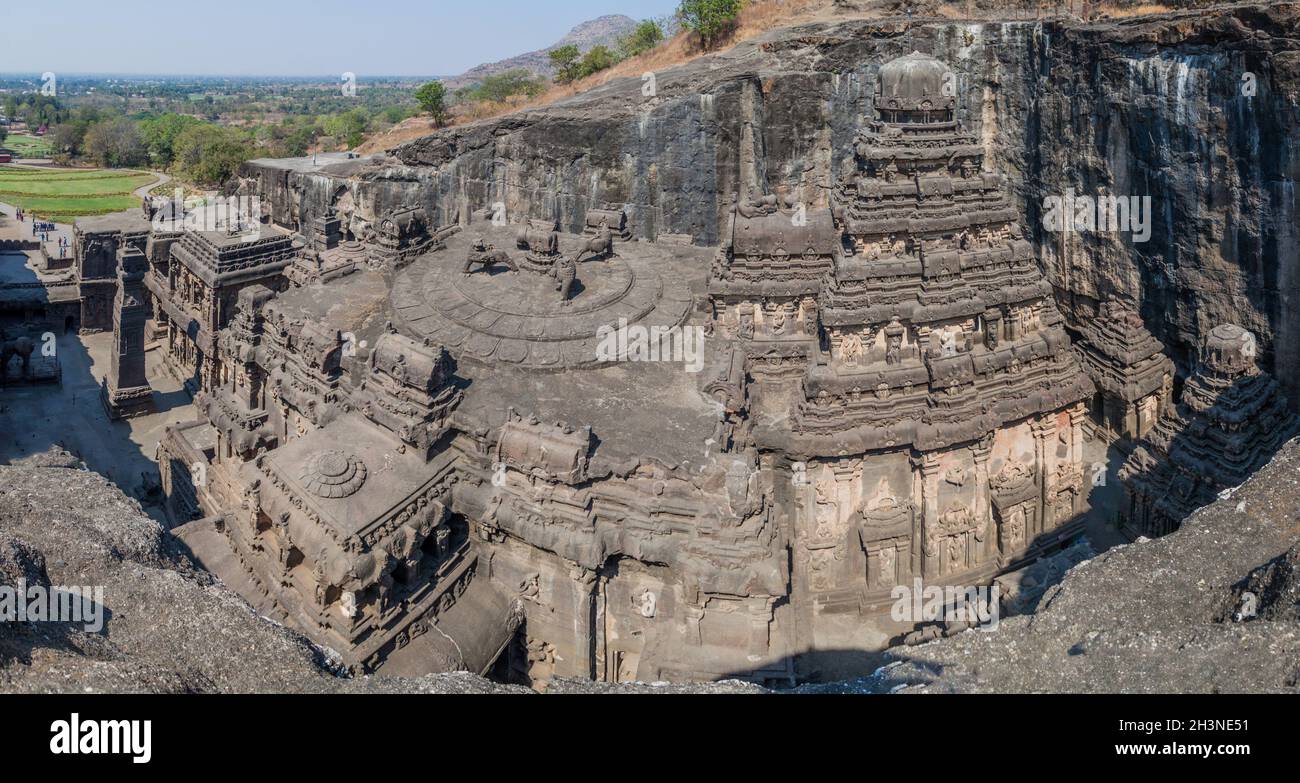 Carved Kailasa Temple in Ellora, Maharasthra state, India Stock Photo ...