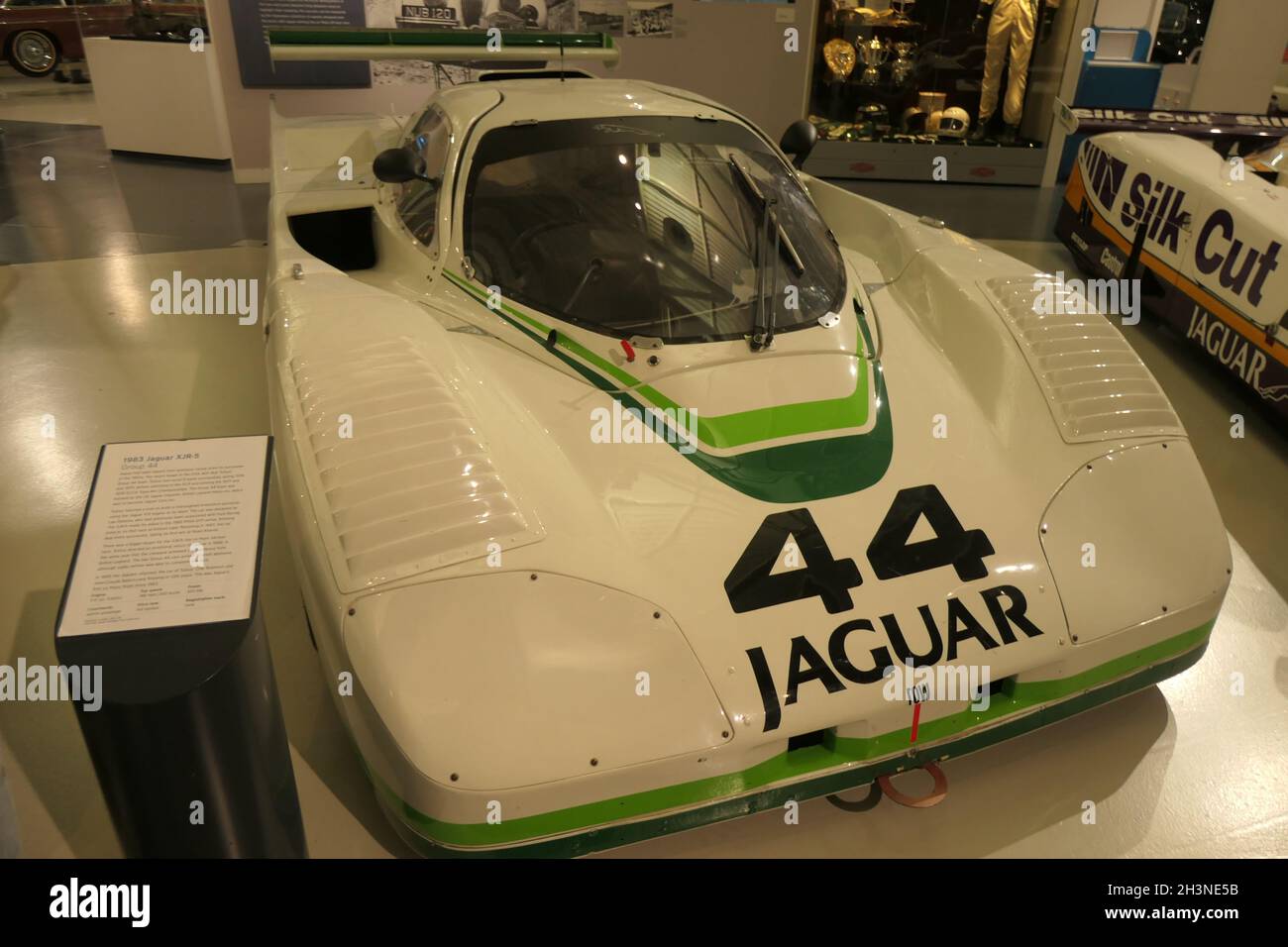 number 44 race car Jaguar Northamptonshire UK Silverstone centre fast ...