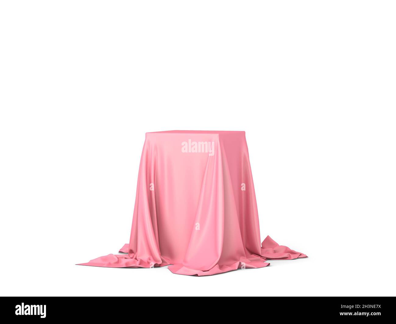 Cube covered with piece of cloth. 3d illustration isolated on white ...