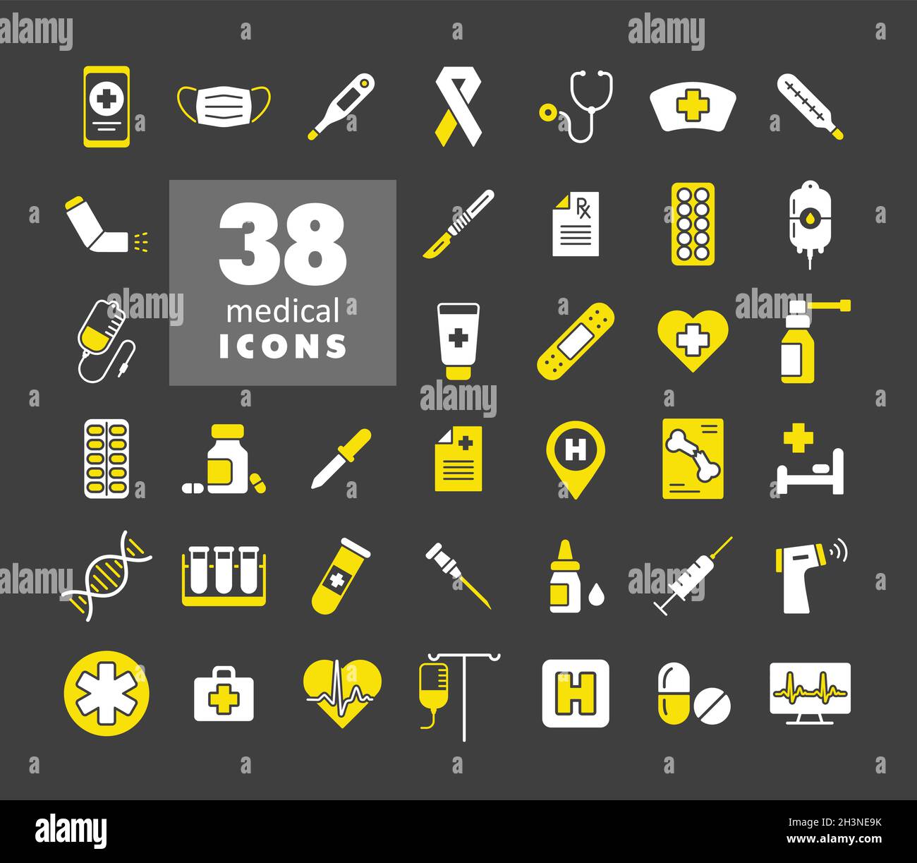 Medical vector glyph icons set. Medicine and healthcare, medical ...