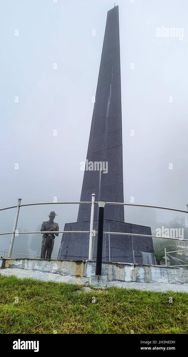 war memorial in the remembrance of brave soldiers at foggy day image is ...