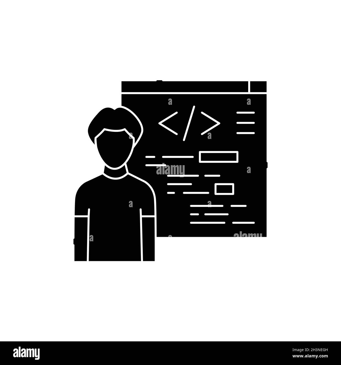 Programming courses for children olor line icon. Children learning ...