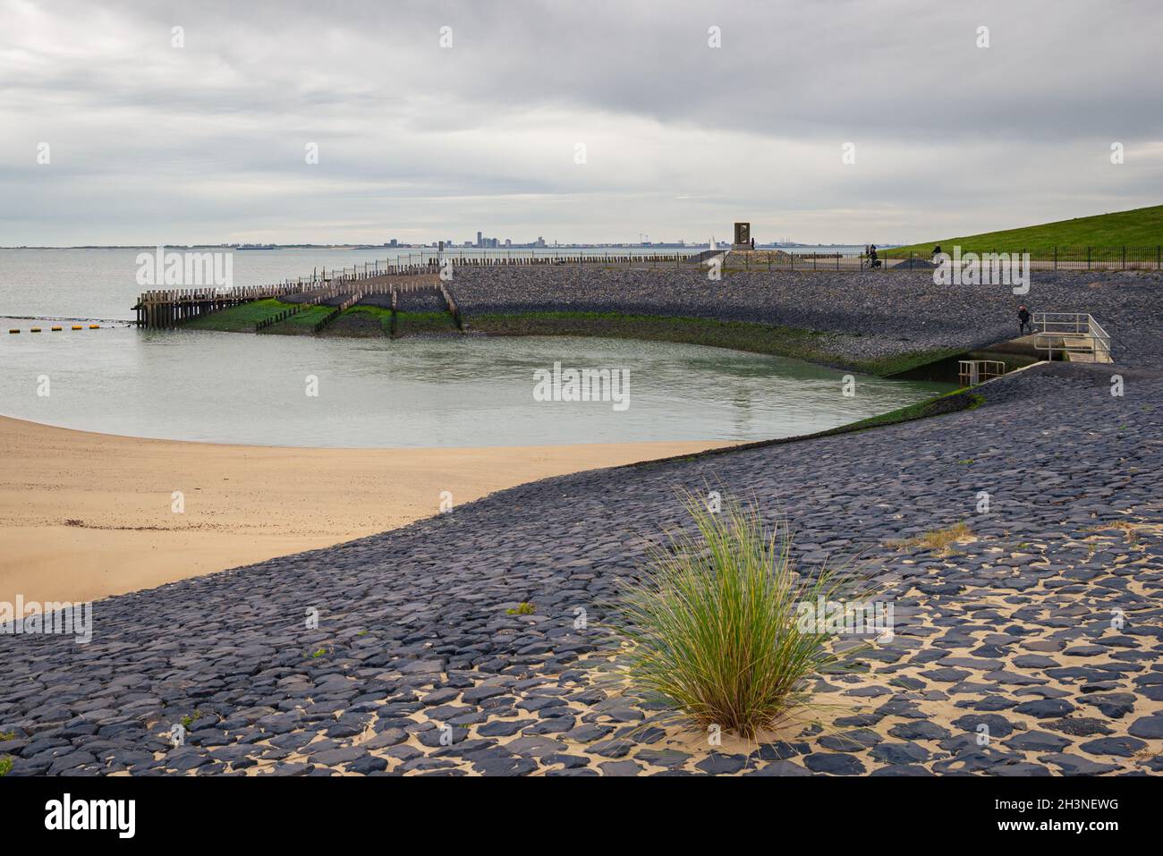 Memorial Delta Works (Dutch: Deltawerken) at the beach near the small ...