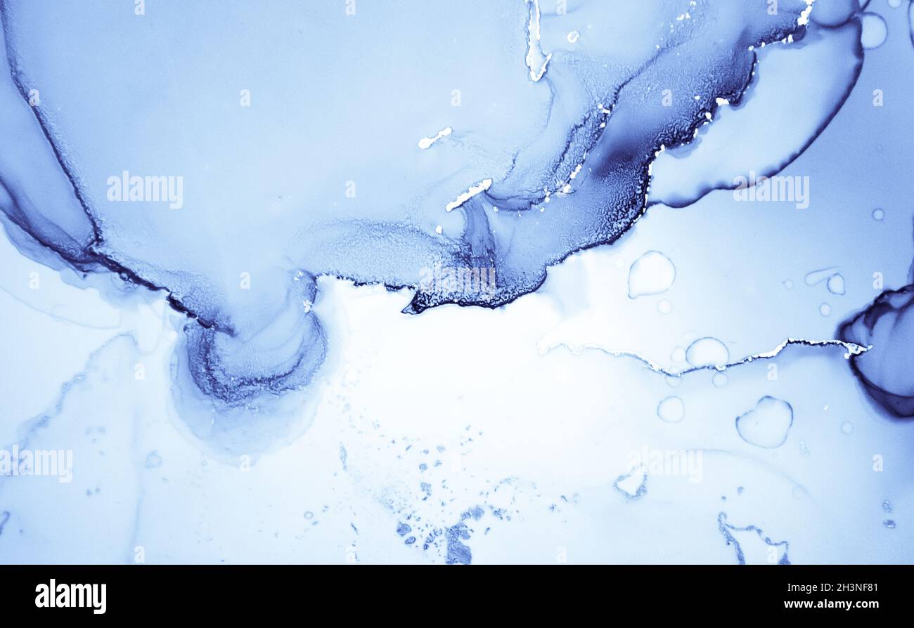 Ocean Ink Painting. Fluid Flow Mix. Blue Abstract Stock Photo - Alamy