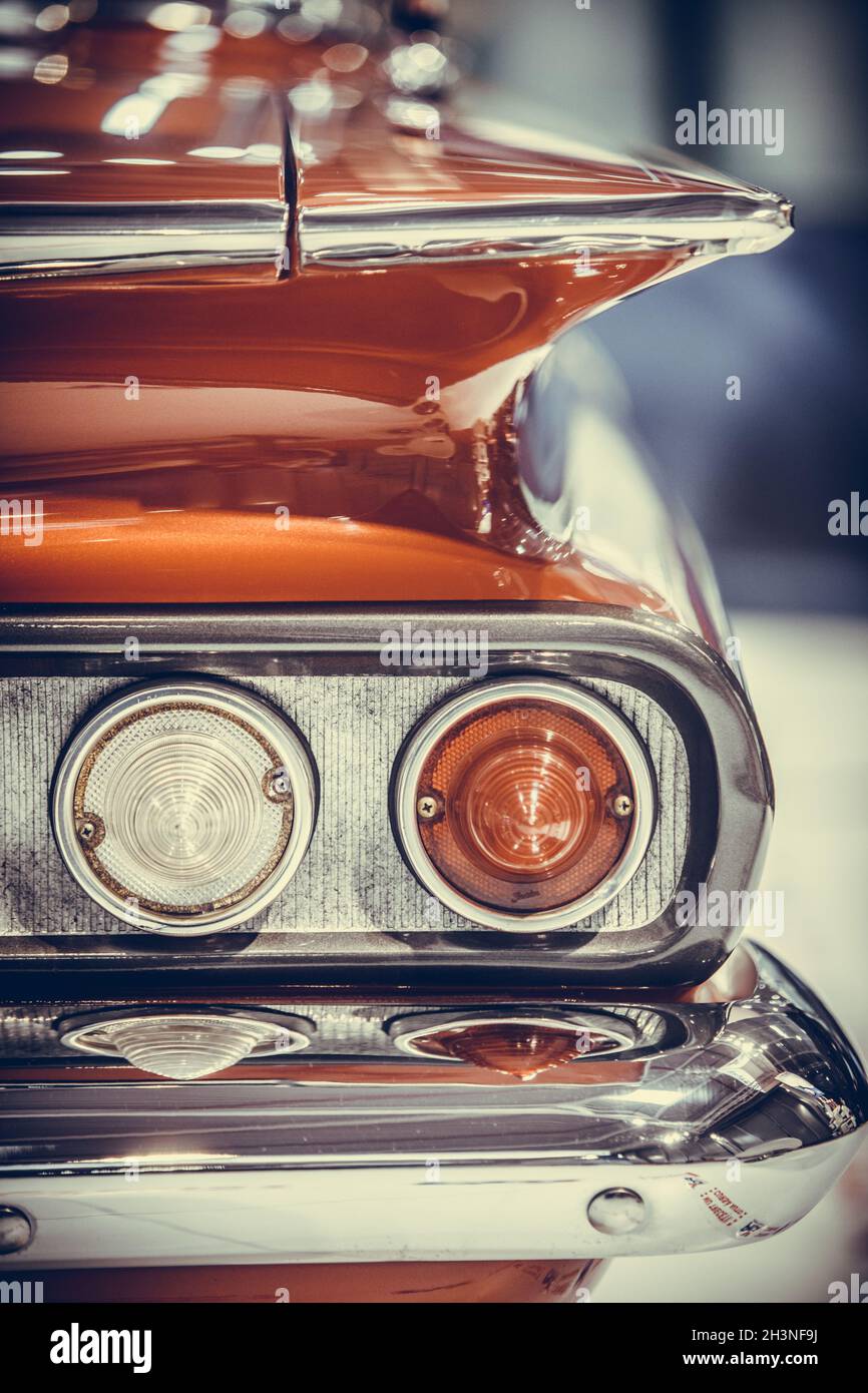 Close up image of the rear lights of a vintage car Stock Photo - Alamy