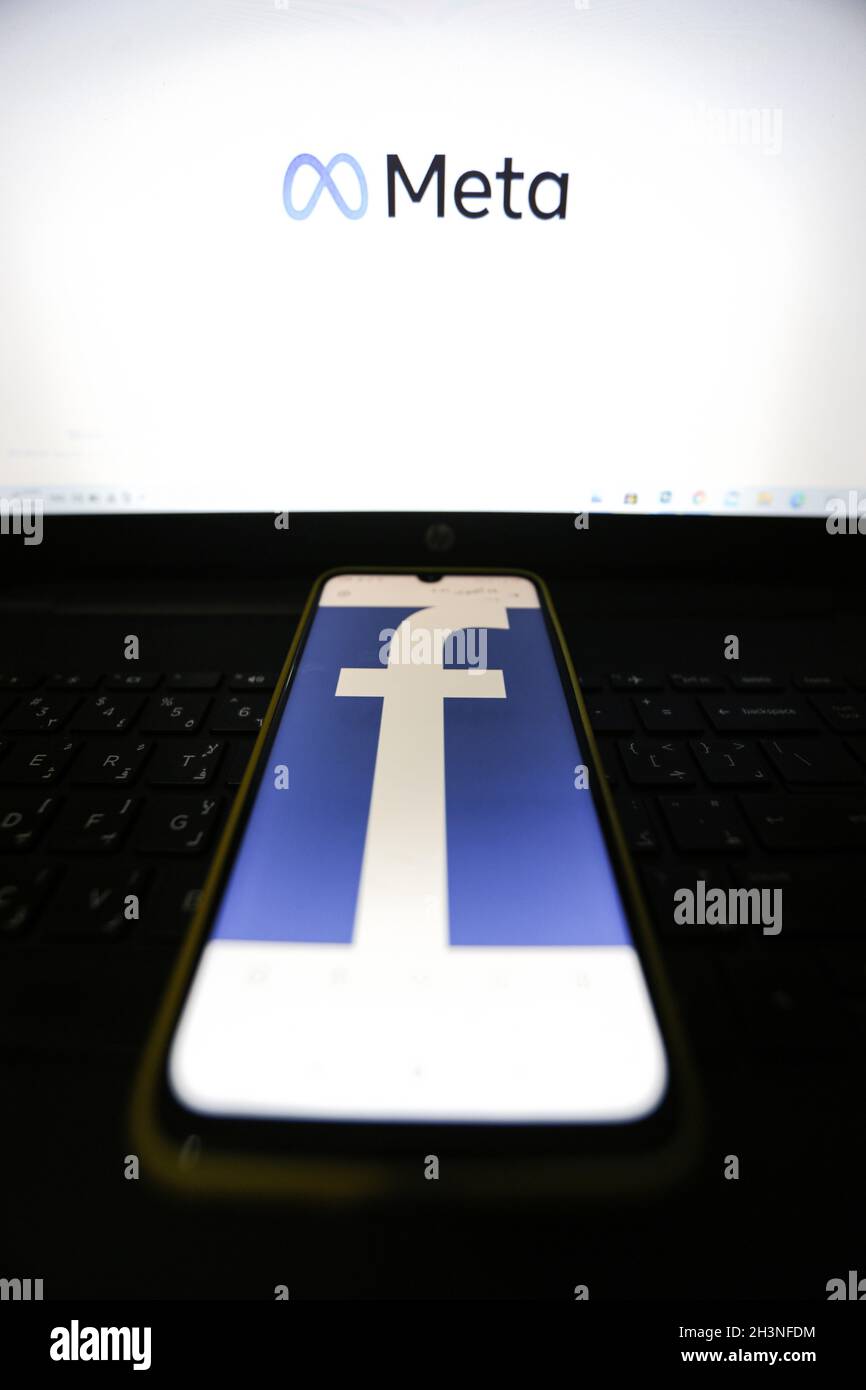 In this photo illustration, a Facebook logo seen displayed on a ...