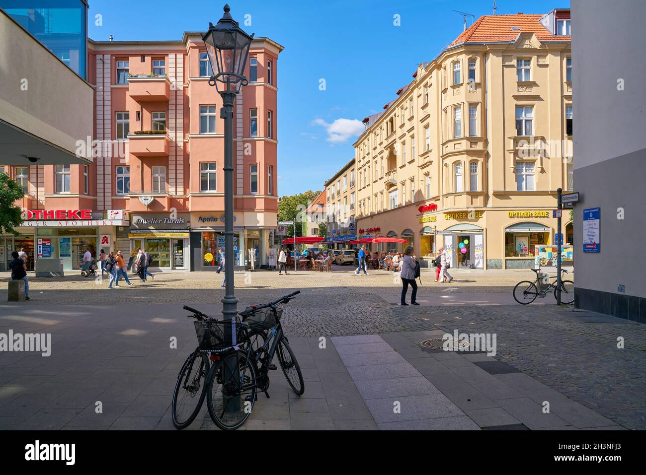 Shopping street in the popular old town of Berlin-Spandau in Germany ...