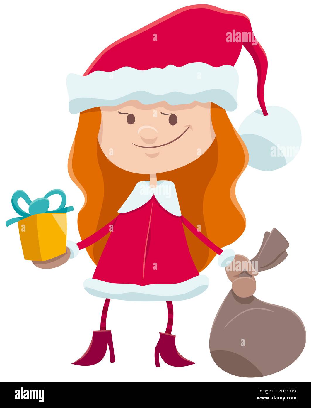 Little girl in Santa Claus costume cartoon character Stock Photo - Alamy