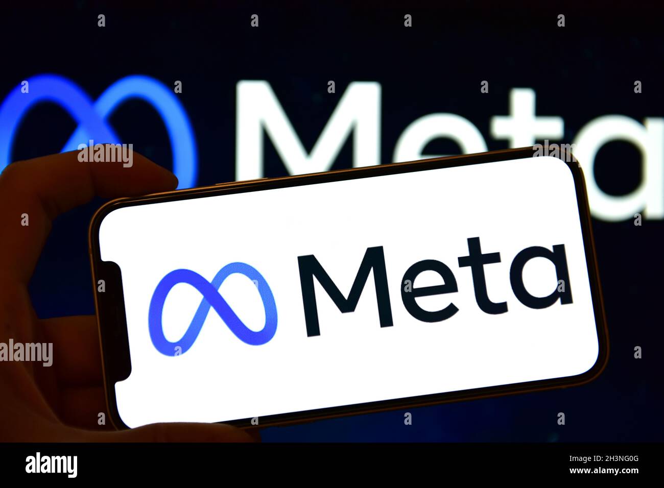 China. 29th Oct, 2021. In this photo illustration, a Meta logo seen ...