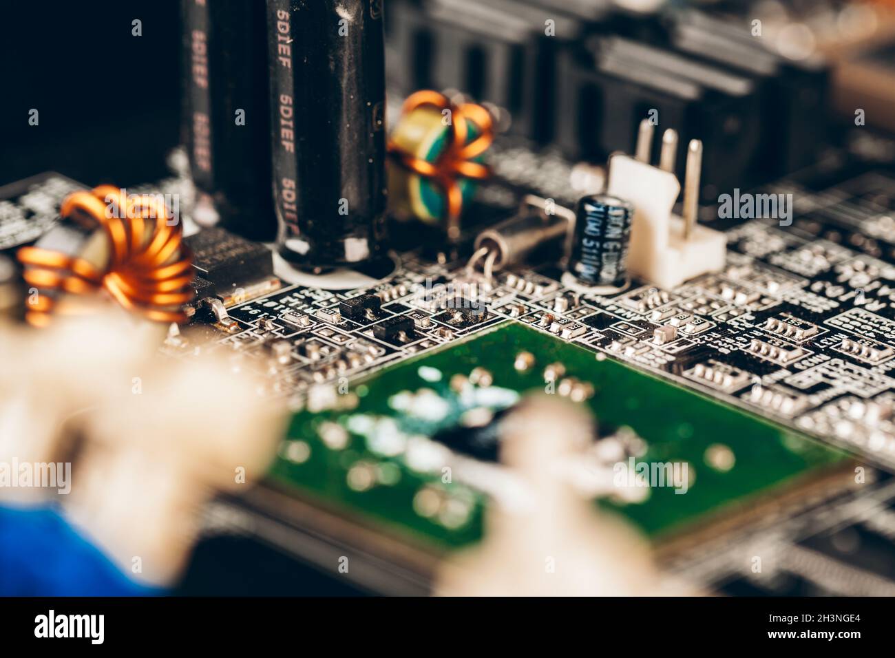 Computer electronic circuit board with processor close up Stock Photo ...
